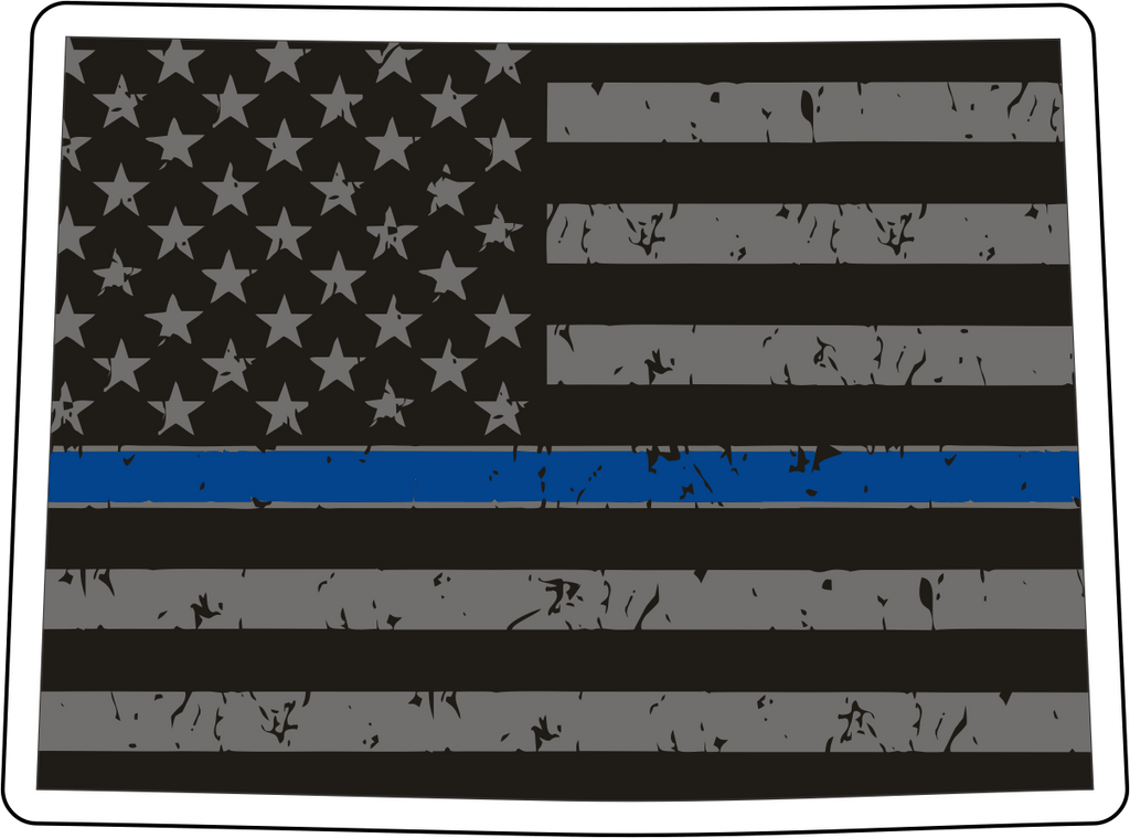 Distressed Thin Blue Line State Sticker - Choose Your State